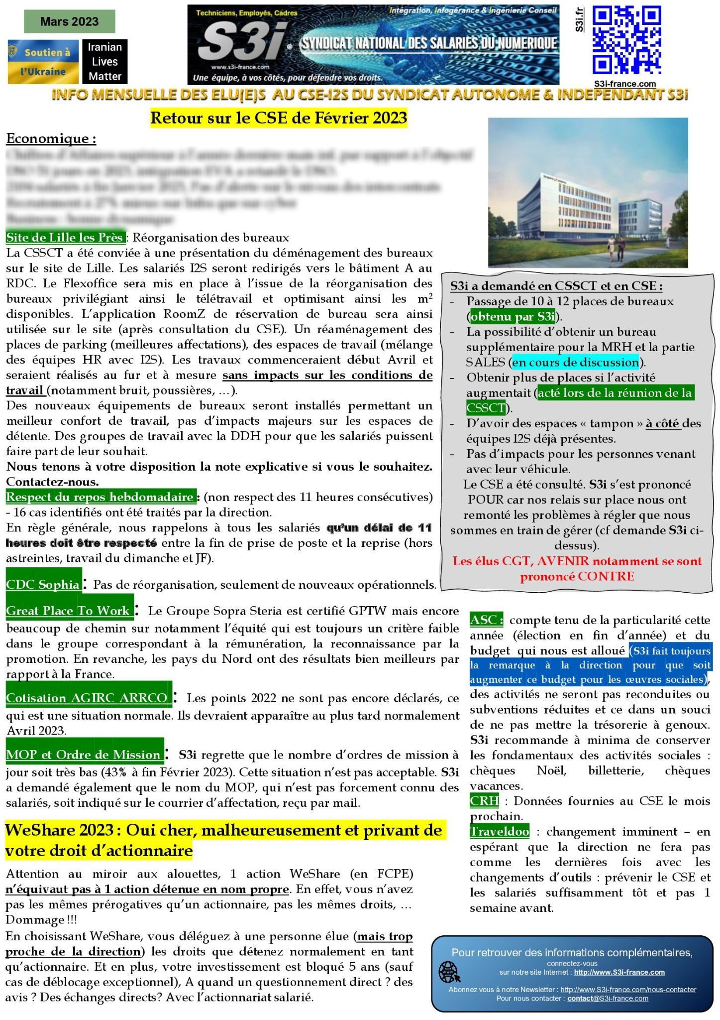 Information Syndicale et des élu(e)s au CSE I2S et SSG - Mars 2023 ...