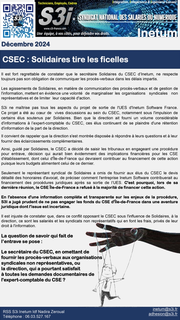 La Newsletter S3i pour les salariés INETUM - Décembre 2024 - S3i - Le ...